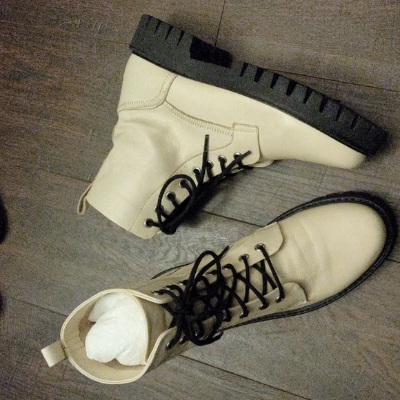 FLOYD | Shoes | Floyd Cream Leather Combat Boots | Poshmark